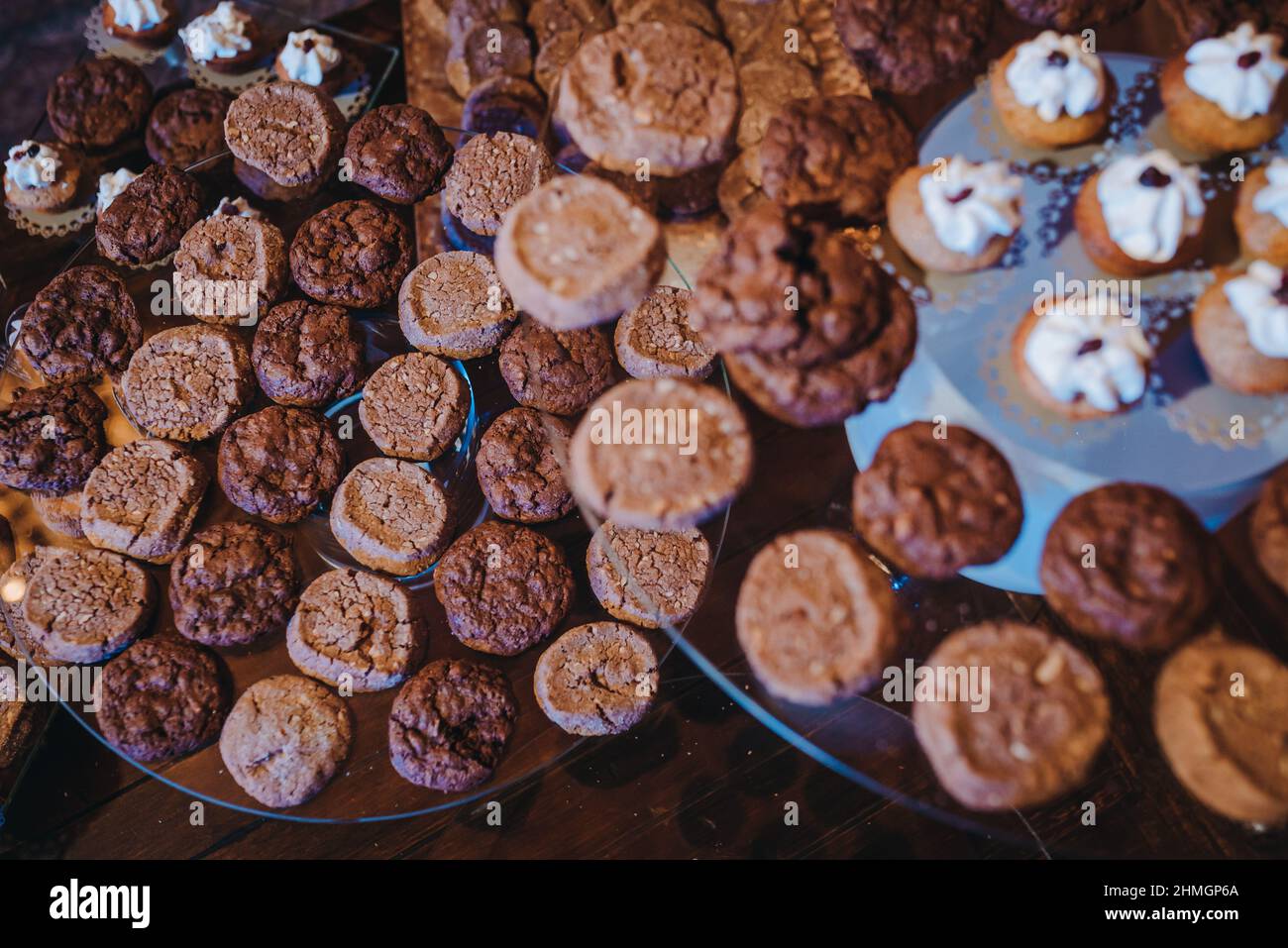 Table full of different appetizing desserts in the restaurant Stock ...