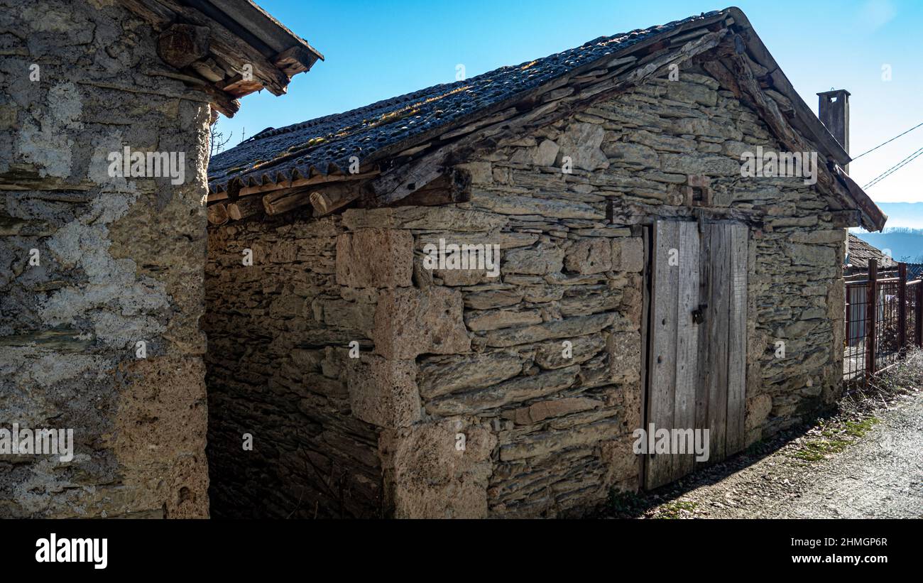 Old stone houses in a village in Balkans Stock Photo - Alamy