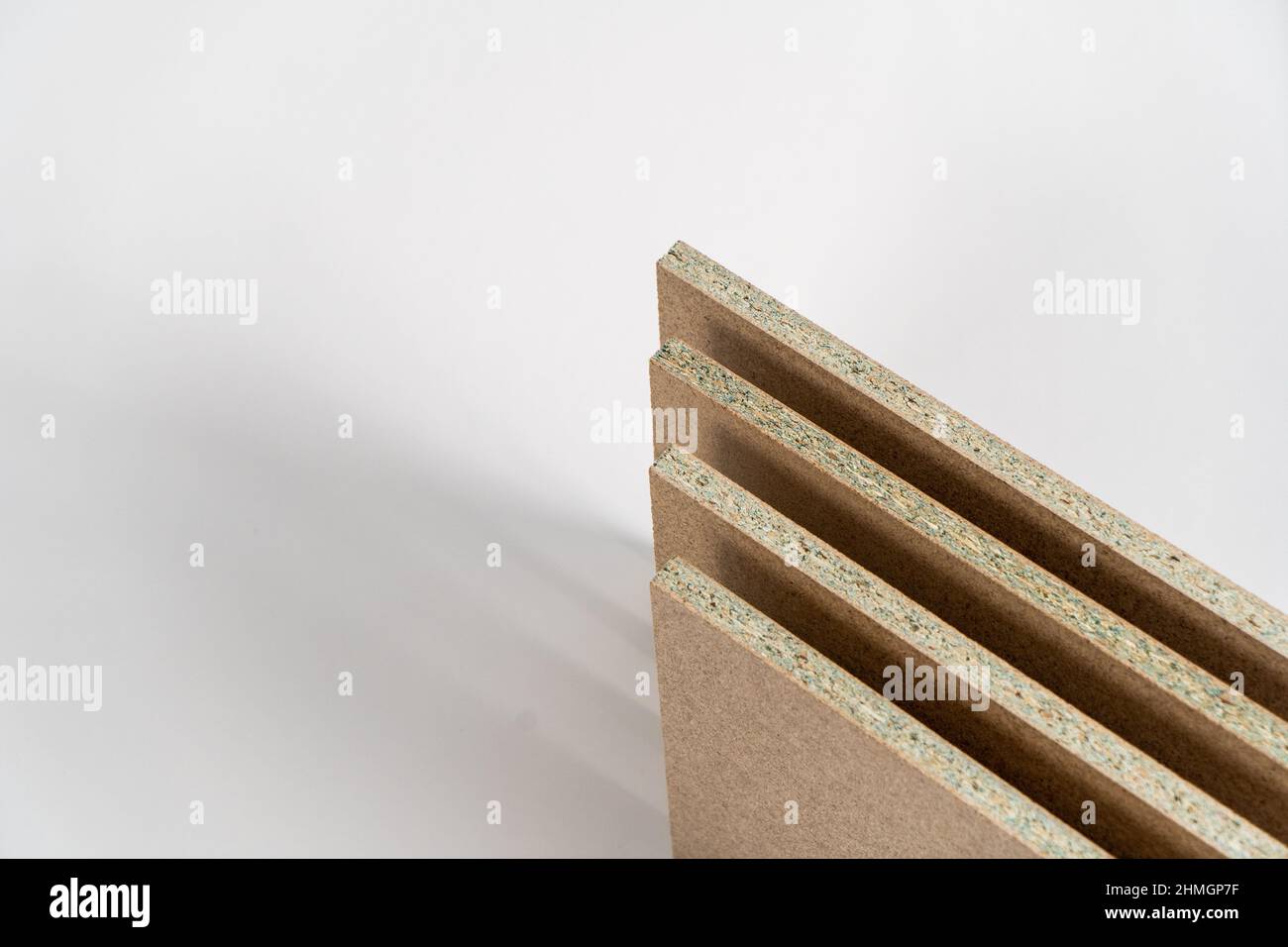 Chipboard building boards on a white background with copy space Stock ...