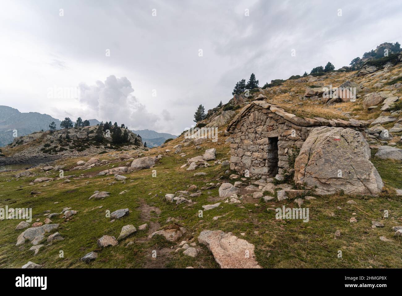 Stone Build Mountain Refuge in the Pyrenees in the Summer, Andorra ...