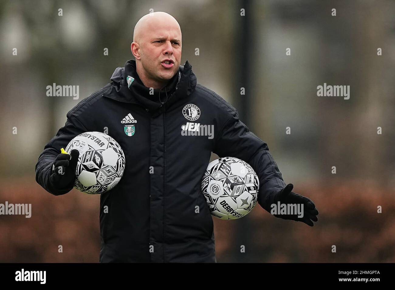 Rotterdam - (l-r) Feyenoord coach Arne Slot during the training session ...
