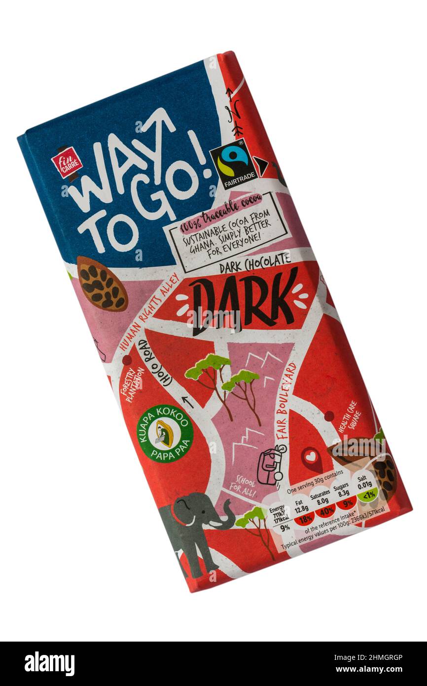 Way To Go dark chocolate bar Fin Carre from Lidl set on white ...