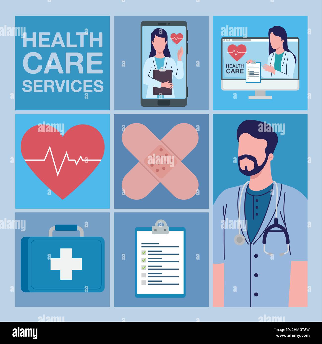 Remote healthcare services Stock Vector Images - Alamy