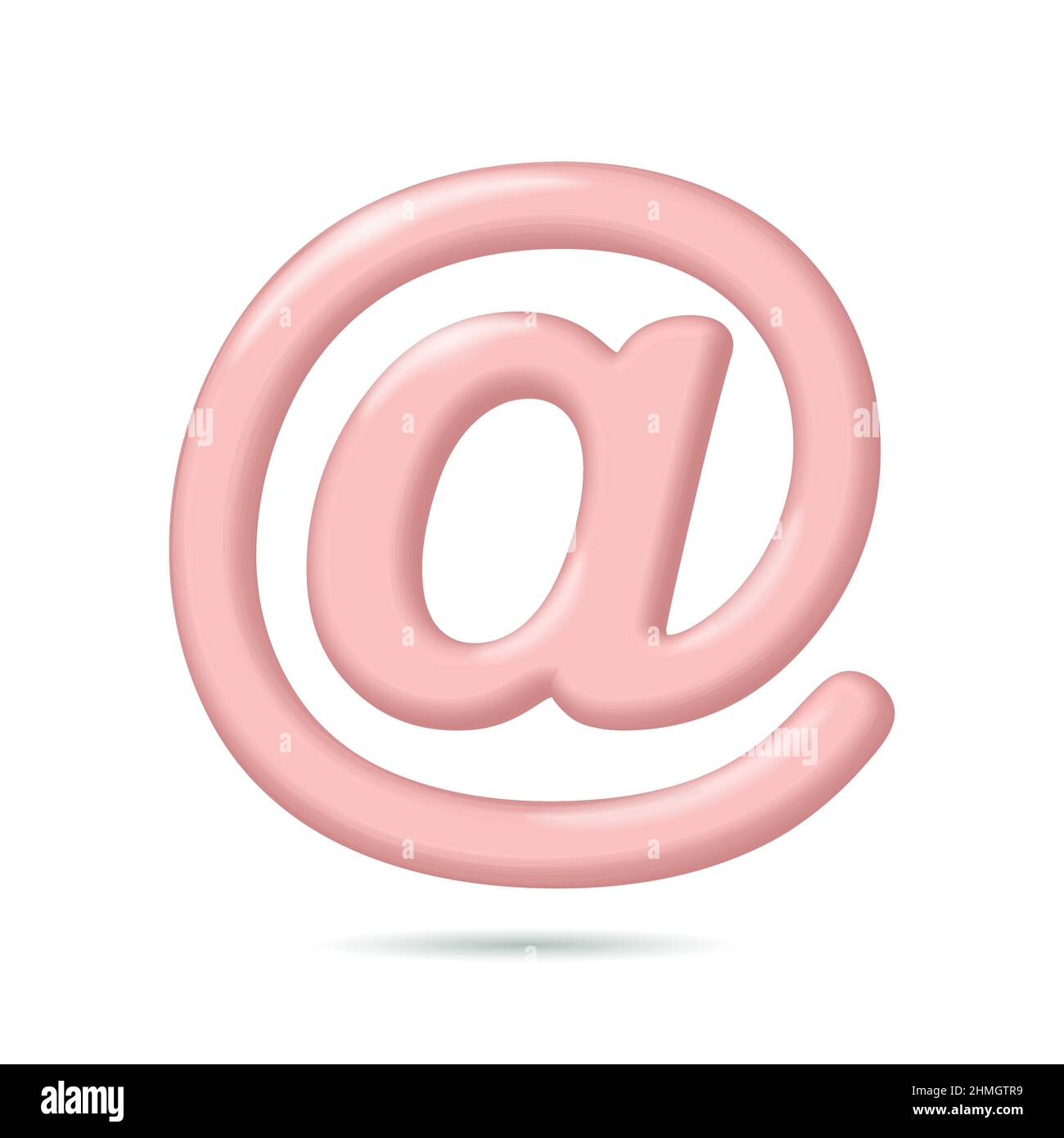 At sign social media notification. 3D pink glowing account name symbol ...