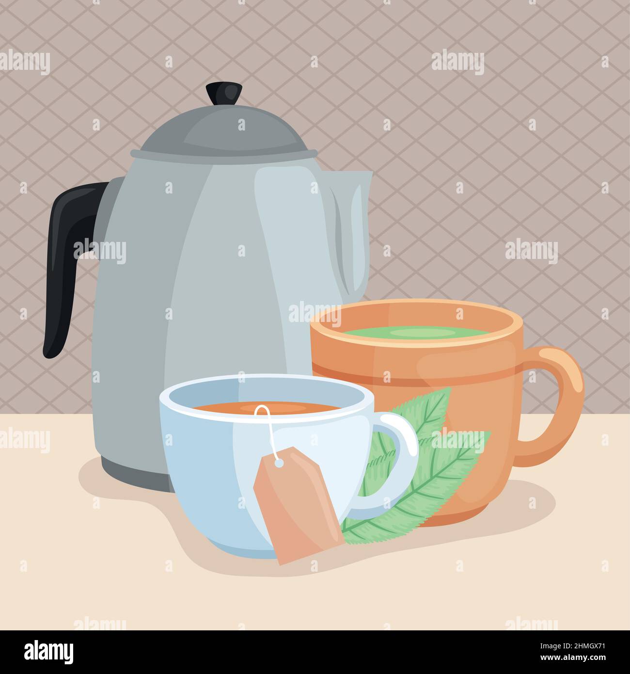 Teapot cups herbal tea Stock Vector Images - Alamy