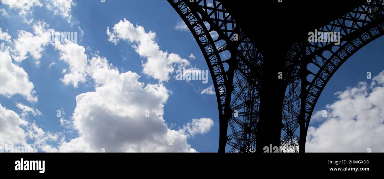 Eiffel Tower (contour) in Paris, France (against the background of a ...
