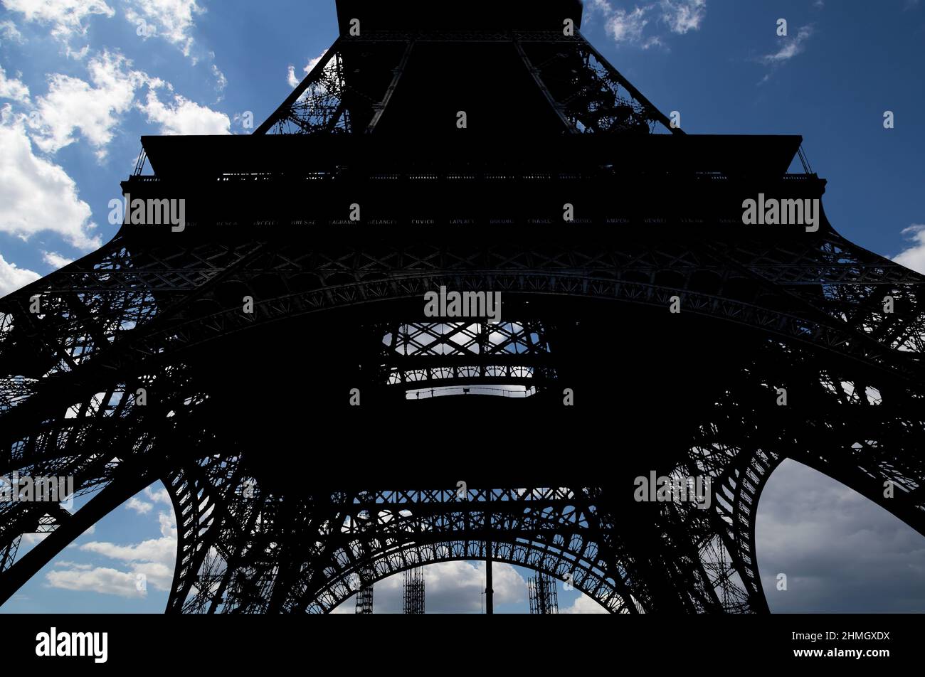 Eiffel Tower (contour) in Paris, France (against the background of a ...
