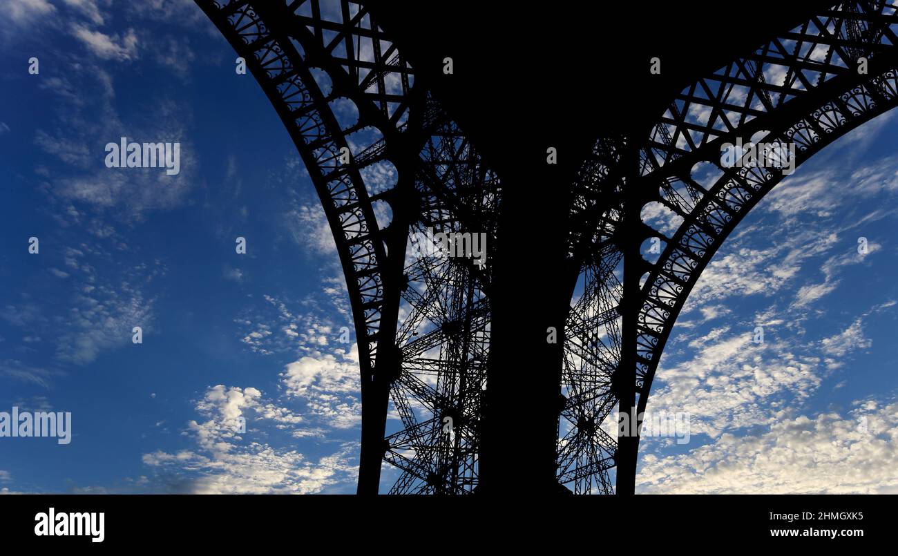 Eiffel Tower (contour) in Paris, France (against the background of a ...