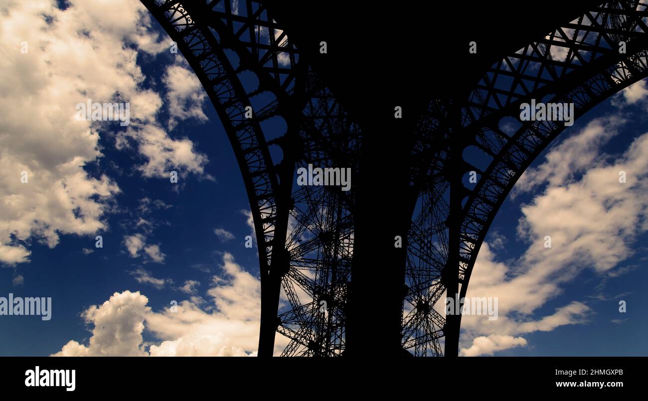 Eiffel Tower (contour) in Paris, France (against the background of a ...