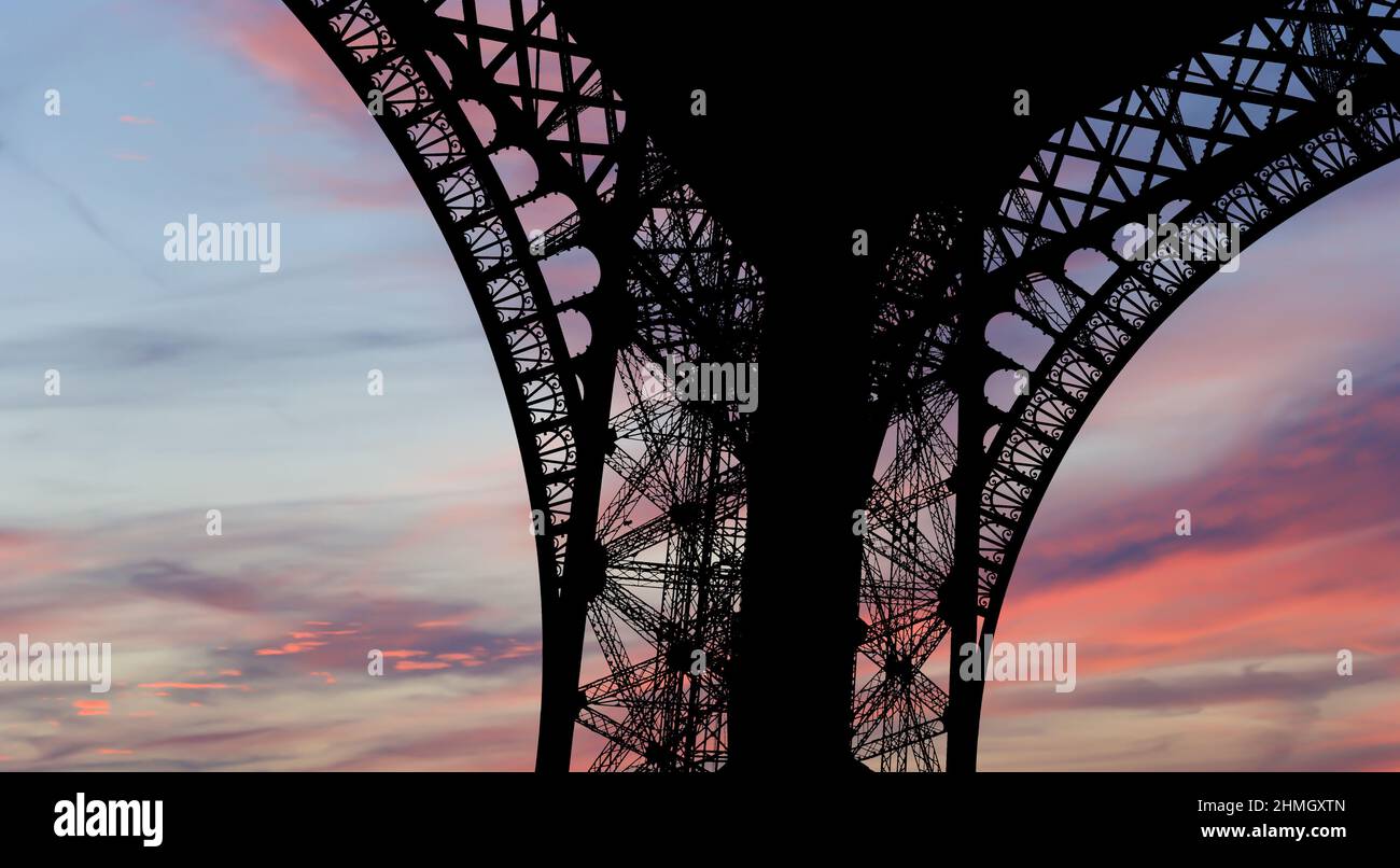 Eiffel Tower (contour) in Paris, France (against the background of a ...