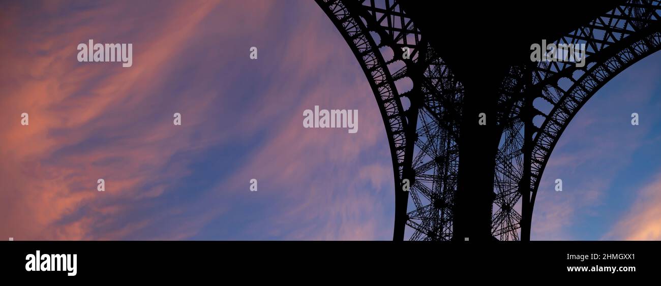 Eiffel Tower (contour) in Paris, France (against the background of a ...
