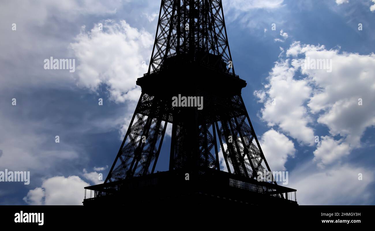 Eiffel Tower (contour) in Paris, France (against the background of a ...