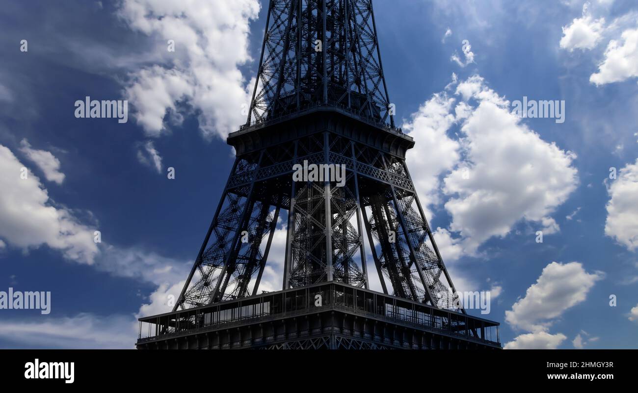 Eiffel Tower (contour) in Paris, France (against the background of a ...