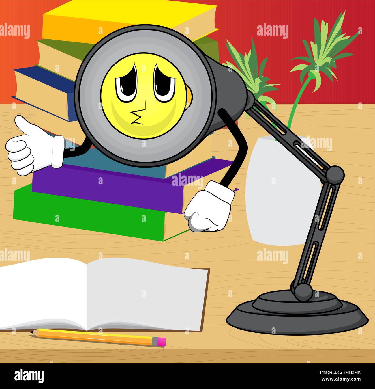 Night Table Lamp making thumbs up sign. Office Light cartoon character ...