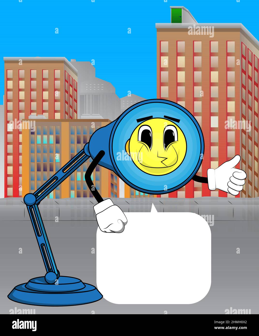 Night Table Lamp making thumbs up sign. Office Light cartoon character ...