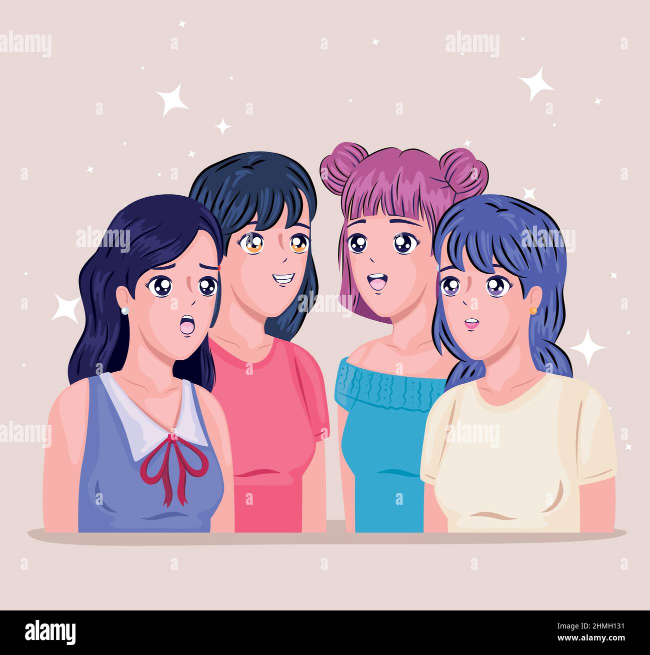 beautiful anime comic women Stock Vector Image & Art - Alamy