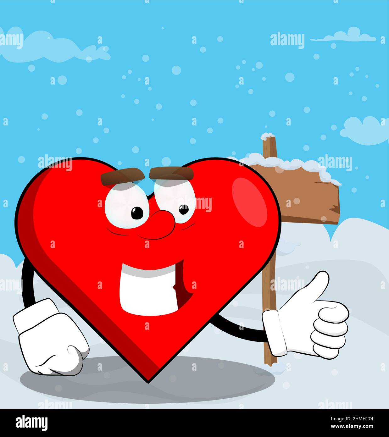 Heart Shape with making thumbs up sign as a cartoon character, funny ...