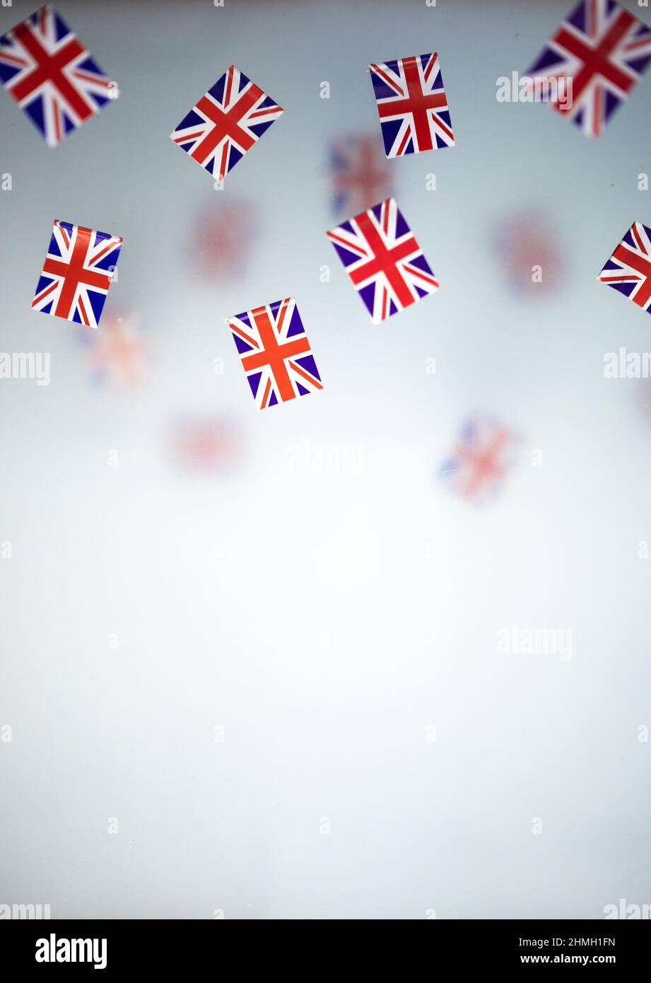 Great Britain, national holiday country. Mini flags on a transparent ...