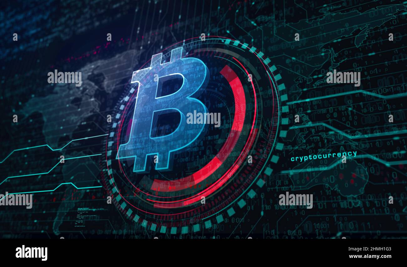 Bitcoin blockchain crypto currency and digital money symbol digital ...