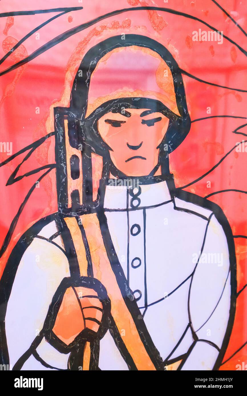 Gallery door featuring painted stained glass looking local archetype ...