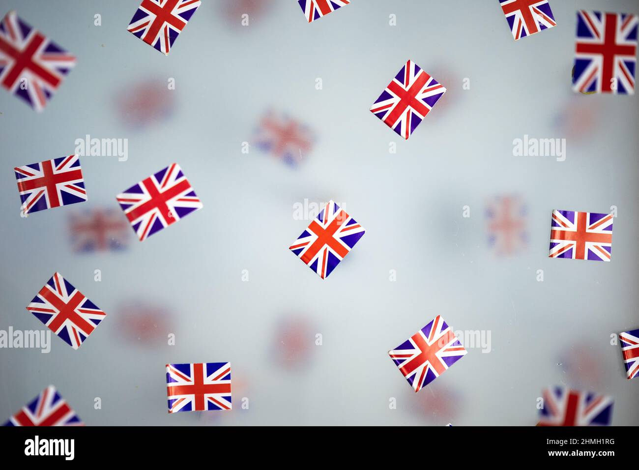 Great Britain, national holiday country. Mini flags on a transparent ...