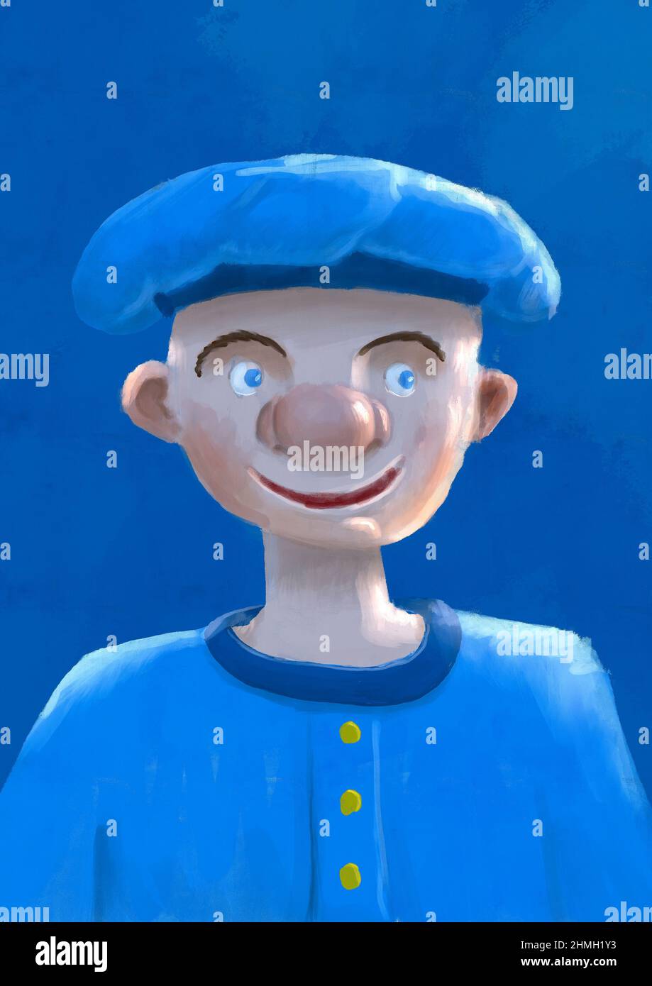 Digital painting of a young boy smiling - cute illustration Stock Photo ...