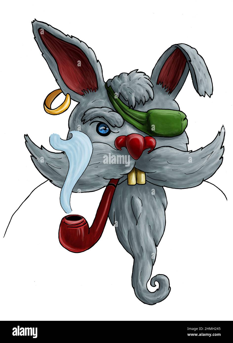 The old pirate rabbit - funny colorful illustration Stock Photo - Alamy