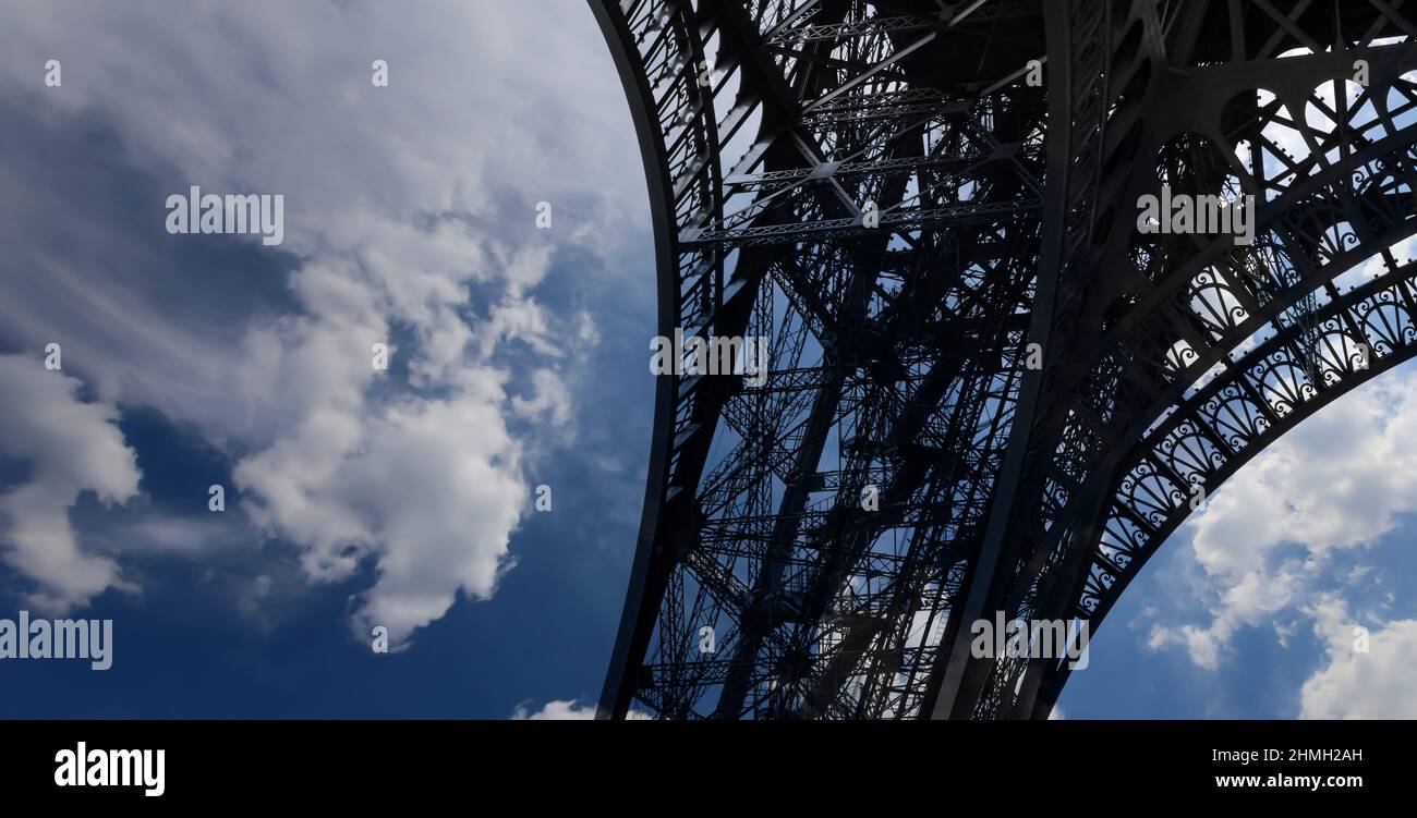 Eiffel Tower (contour) in Paris, France (against the background of a ...