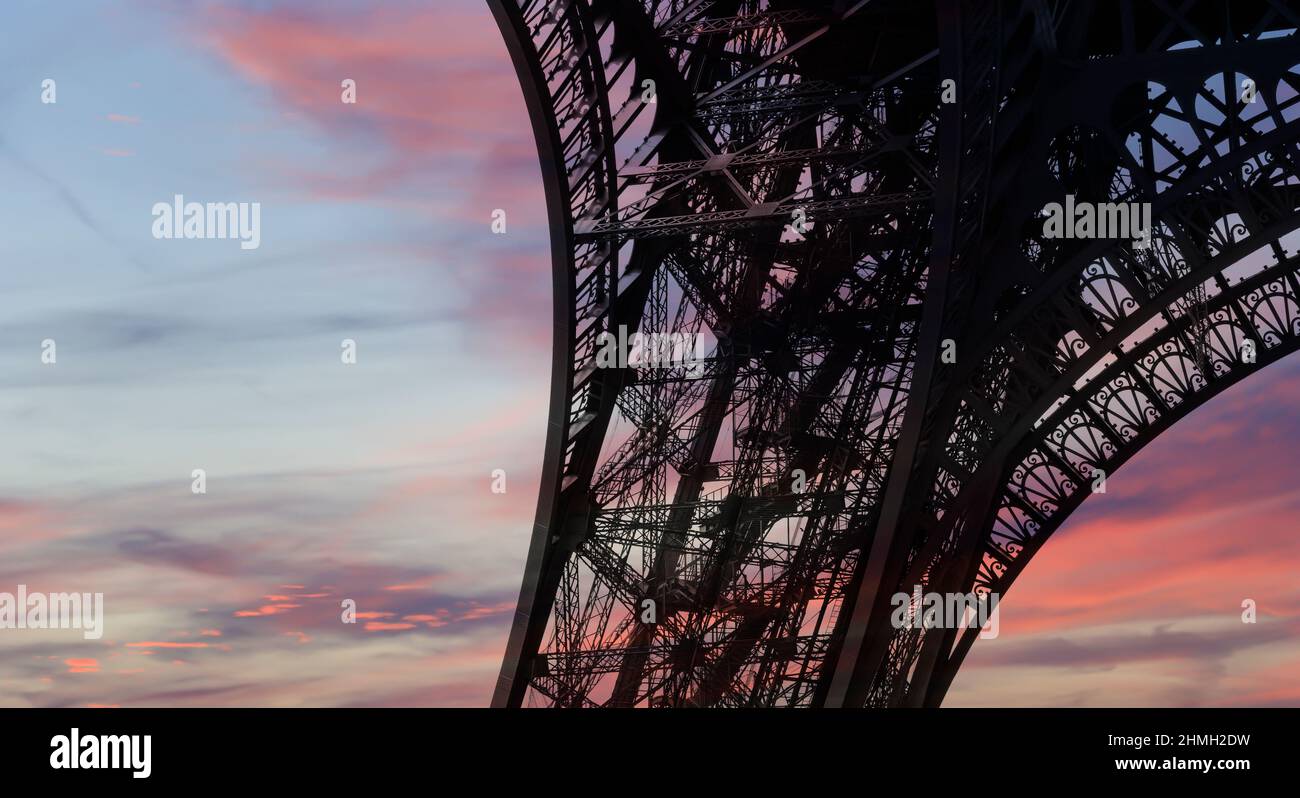 Eiffel Tower (contour) in Paris, France (against the background of a ...
