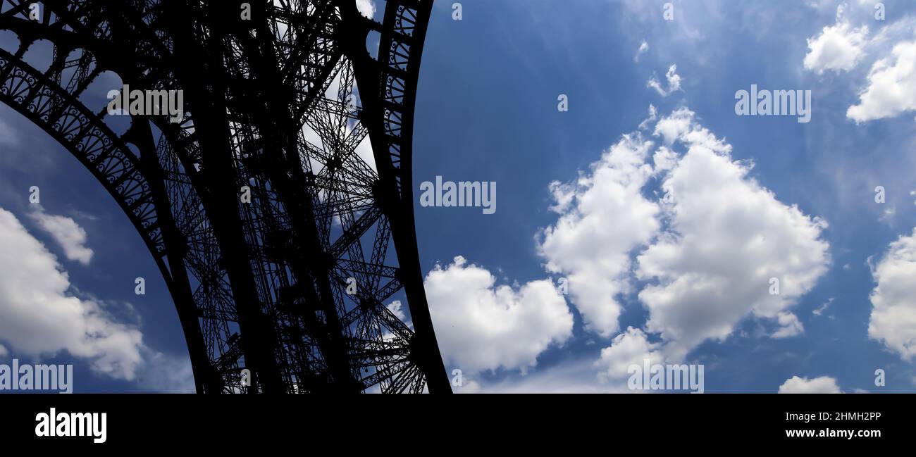 Eiffel Tower (contour) in Paris, France (against the background of a ...