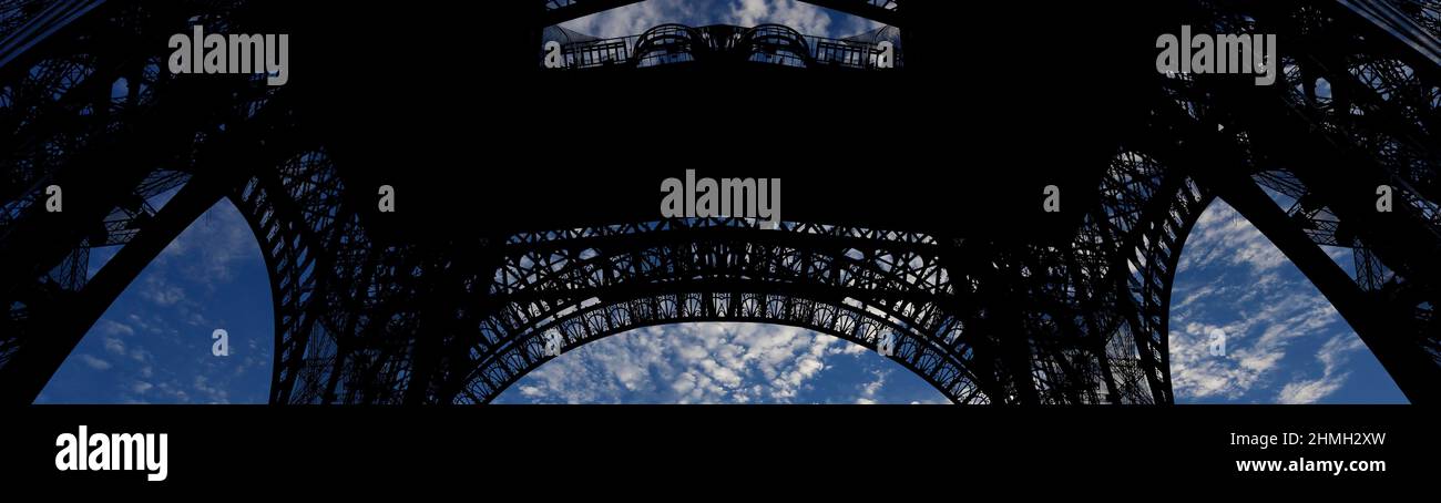 Eiffel Tower (contour) in Paris, France (against the background of a ...