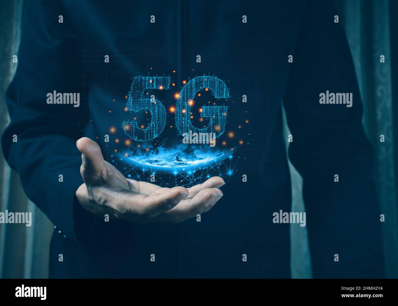 Internet network 5g in the hands of a successful businessman Modern ...