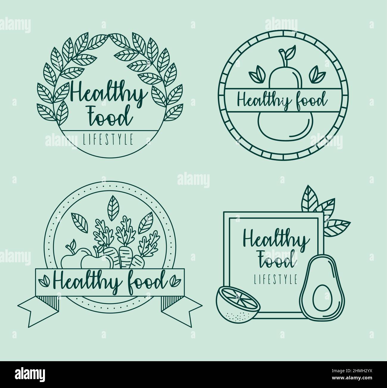 healthy food labels Stock Vector Image & Art - Alamy