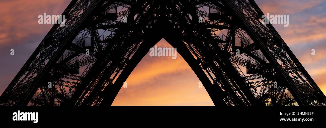 Eiffel Tower (contour) in Paris, France (against the background of a ...