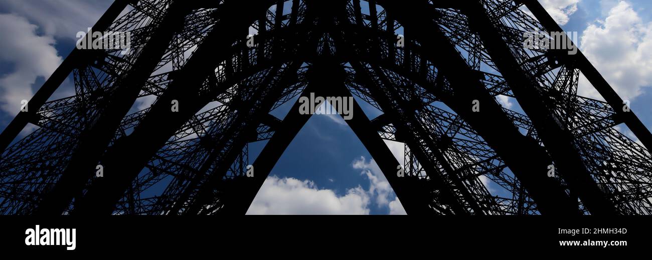 Eiffel Tower (contour) in Paris, France (against the background of a ...
