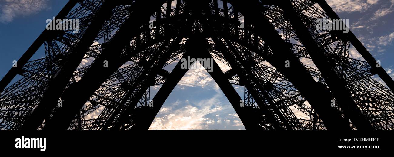 Eiffel Tower (contour) in Paris, France (against the background of a ...