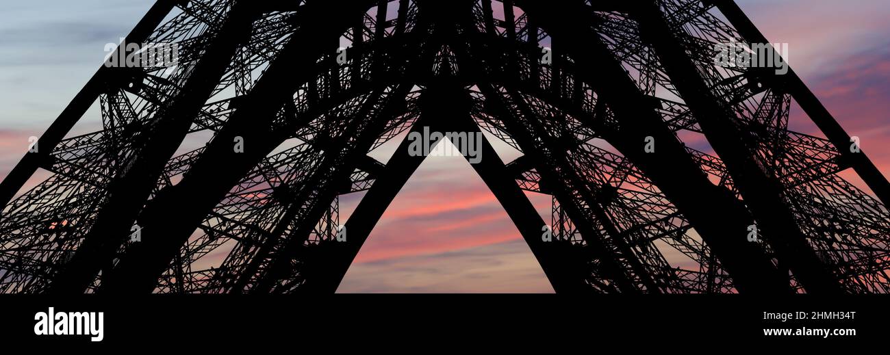 Eiffel Tower (contour) in Paris, France (against the background of a ...
