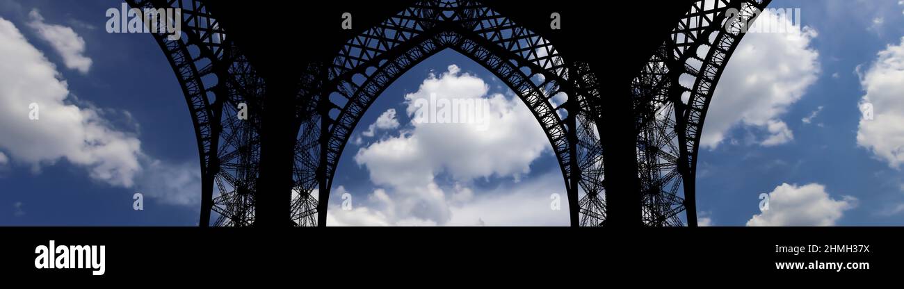 Eiffel Tower (contour) in Paris, France (against the background of a ...