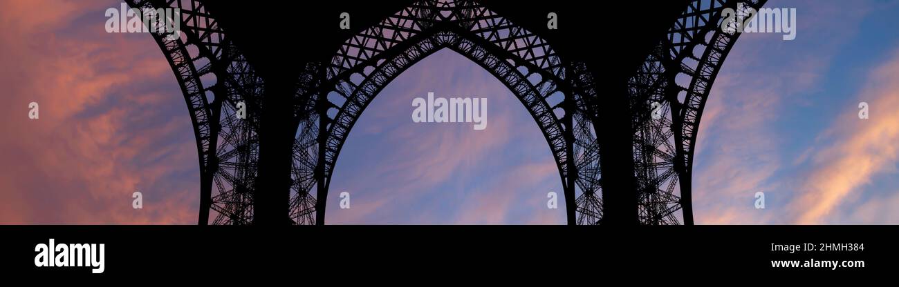 Eiffel Tower (contour) in Paris, France (against the background of a ...