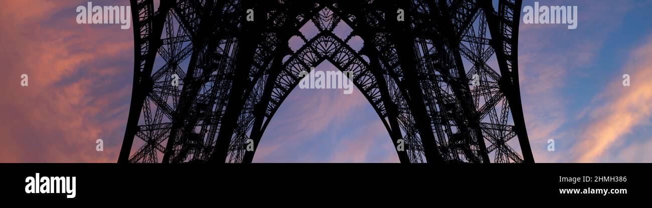 Eiffel Tower (contour) in Paris, France (against the background of a ...