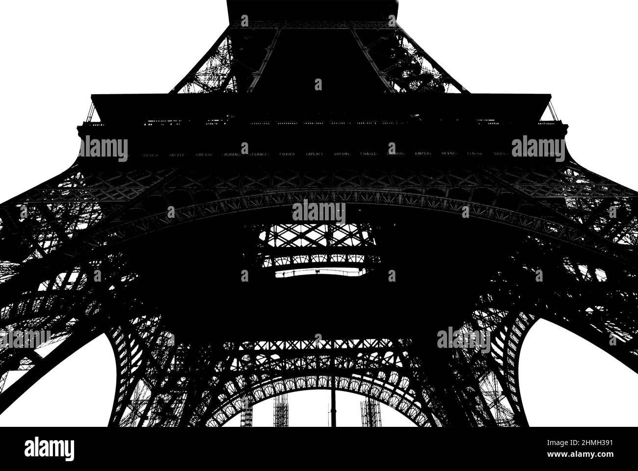 Eiffel Tower (contour) in Paris, France (on a white background Stock ...