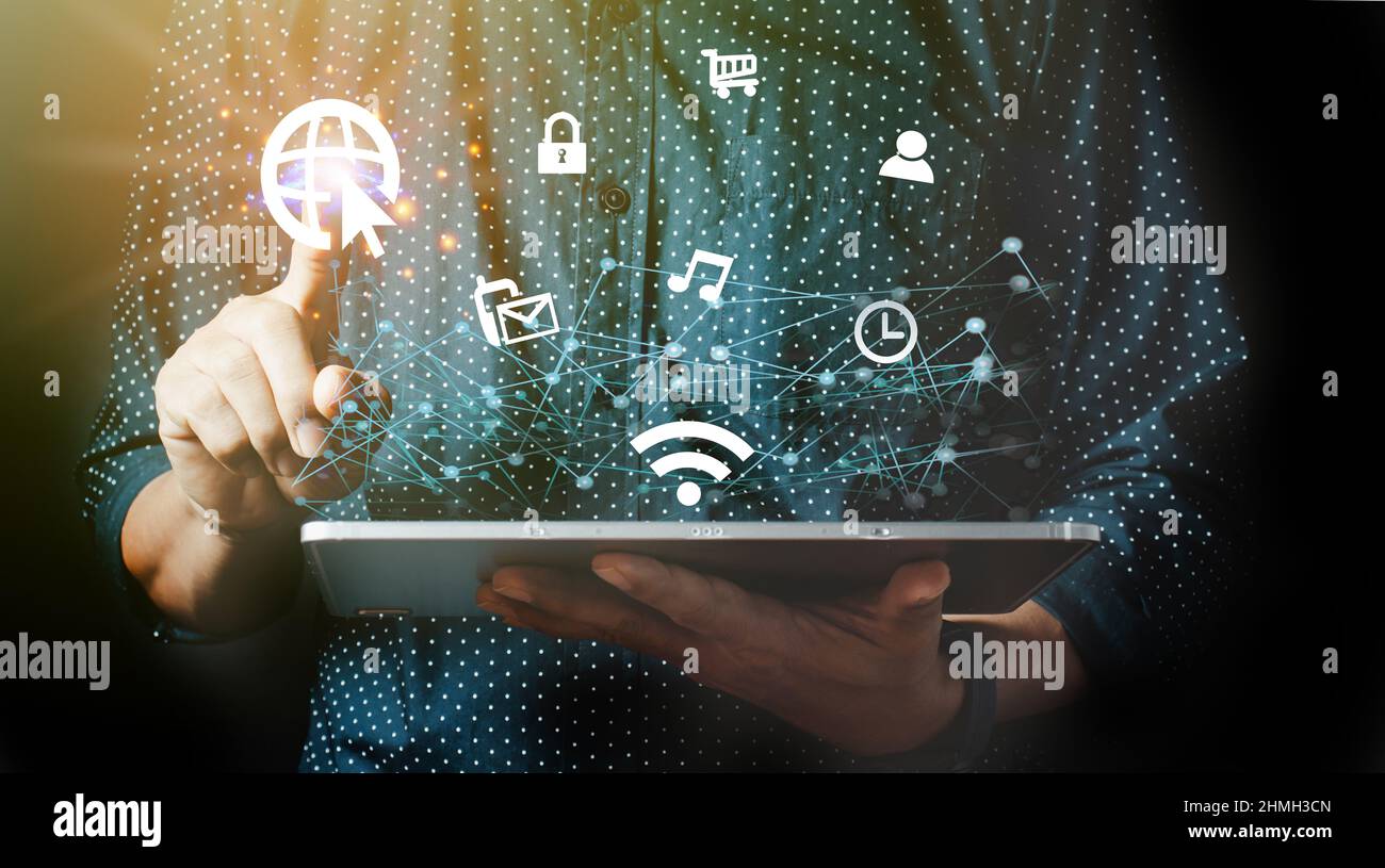 Social media and young people network concept. Modern graphic interface ...