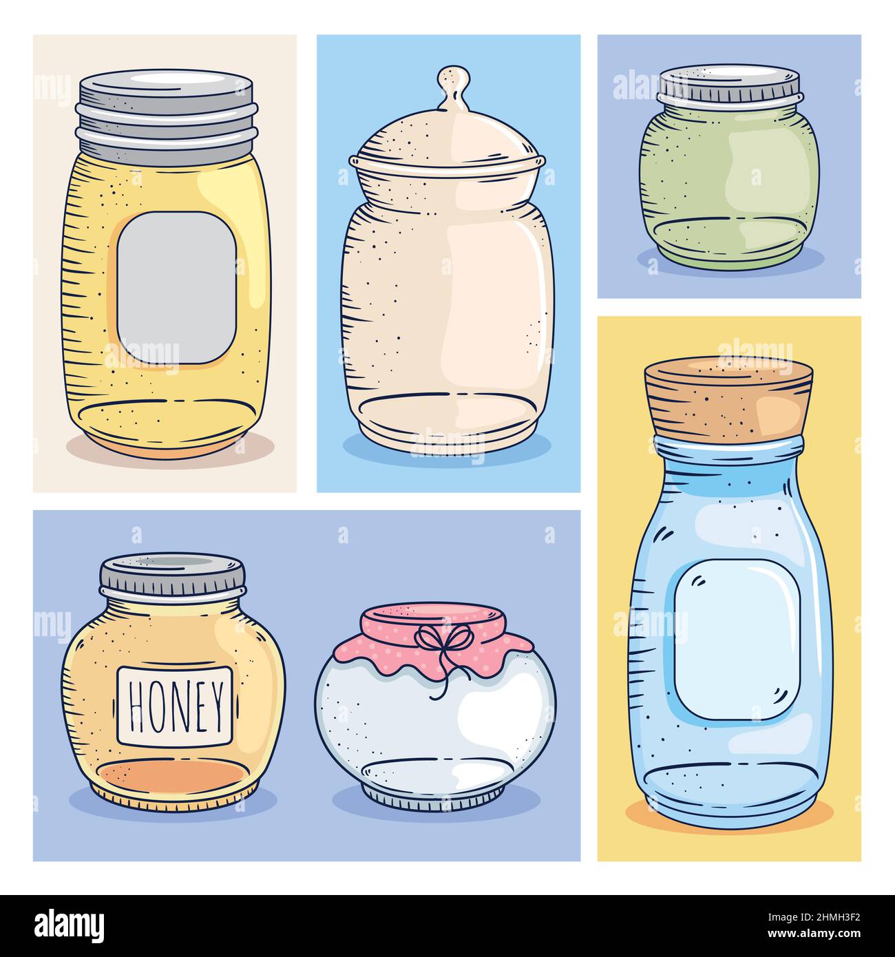 Glass jars honey in Stock Vector Images - Alamy