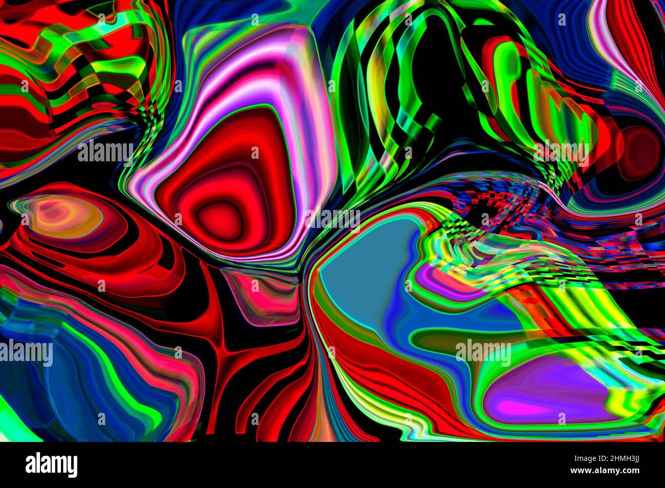 Abstract background, psychedelic pattern in neon colors of a digital ...