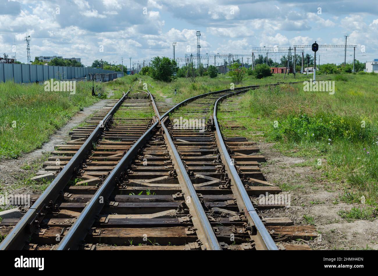 Old railroad tracks going in different directions Stock Photo - Alamy