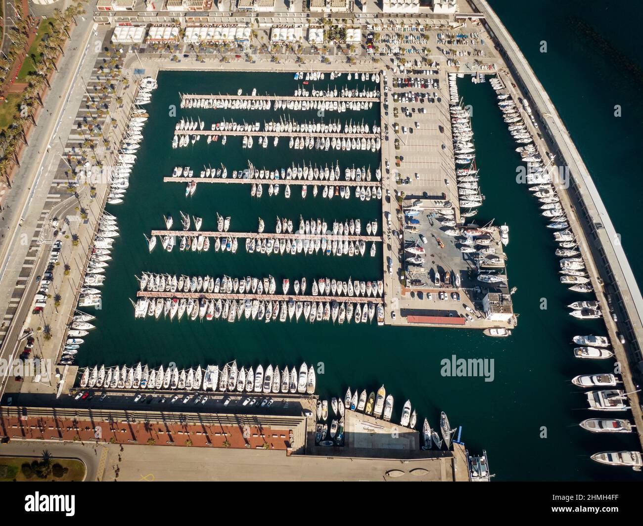 Top view of marina with parked boats Stock Photo - Alamy