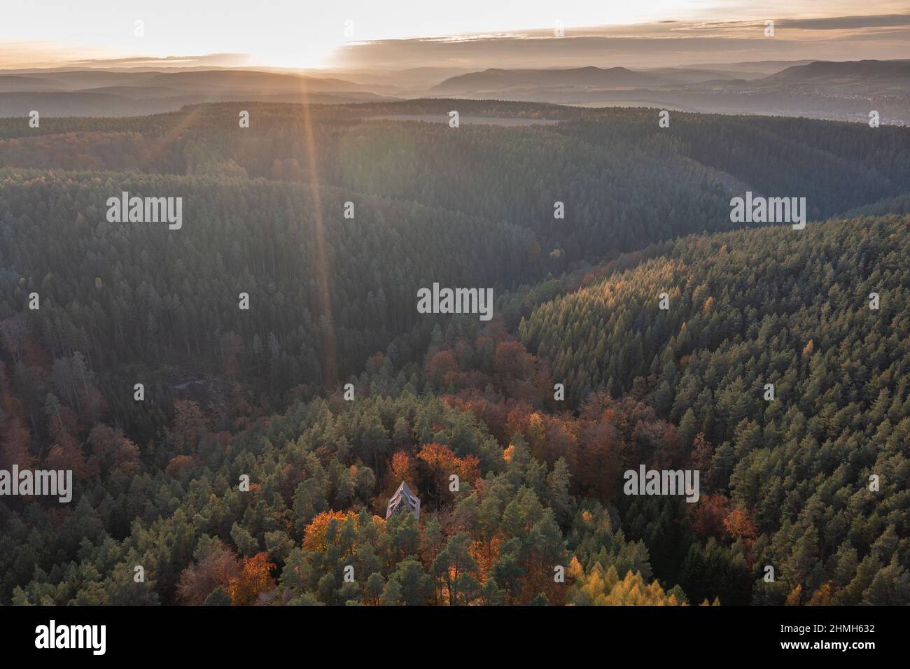 Drone photo from the herzogstuhl in thuringia hi-res stock photography ...