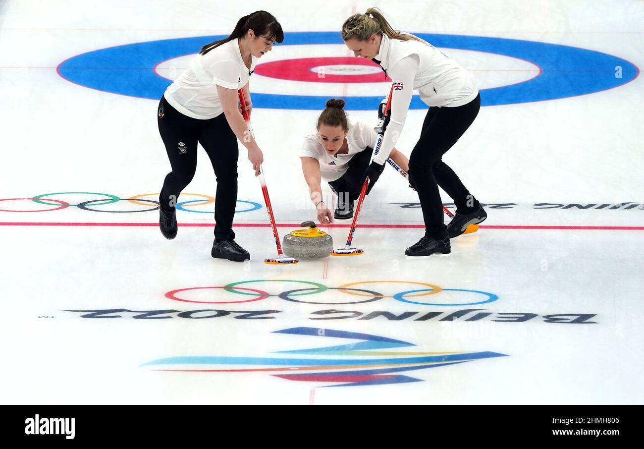 Great Britain's Jennifer Dodds (centre) with Hailey Duff (left) and ...