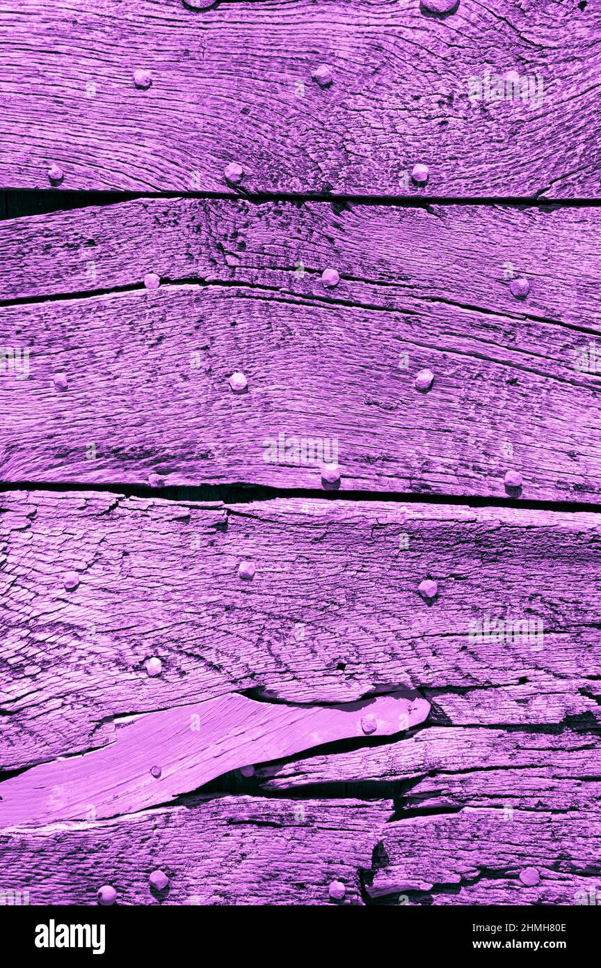 Old violet wooden texture with nail heads and cracks Stock Photo - Alamy