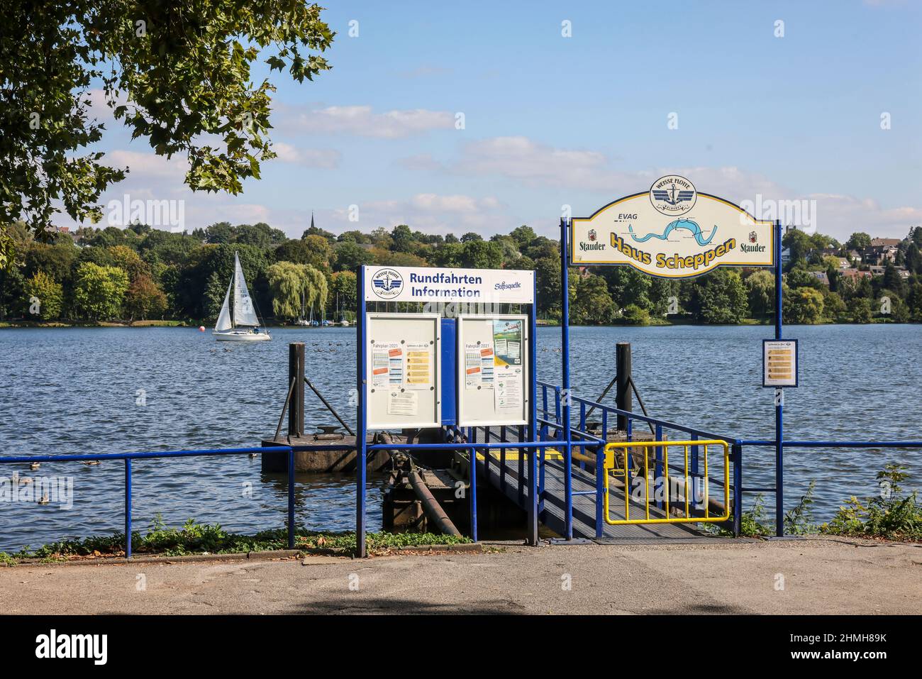Baldeneysee lake with fischlaken and house scheppen hi-res stock ...